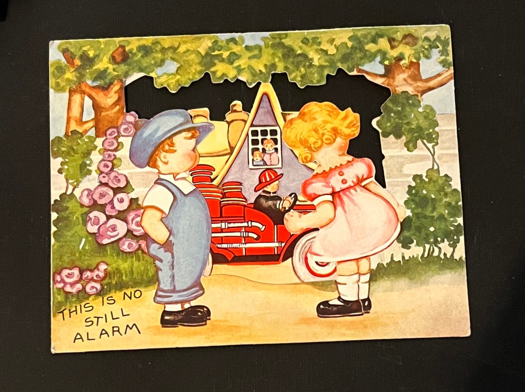 Firetruck Vintage Valentine Day Cards - Etsy