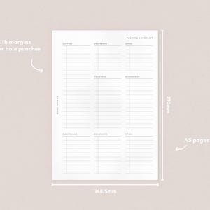 Packing Checklist V1 A5 Printable and Digital PDF Files 1 Minimalist ...