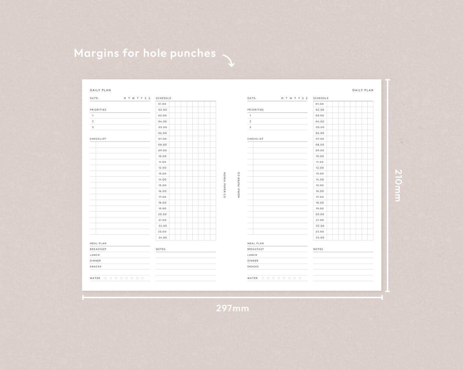 Daily Planner Schedule Grid Printable and Digital A4 & A5 PDF Files 4 ...
