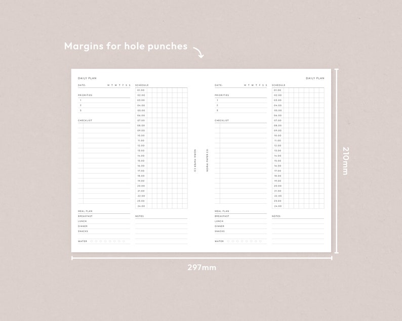 Daily Planner Schedule Grid Printable and Digital A4 & A5 PDF Files 4 ...