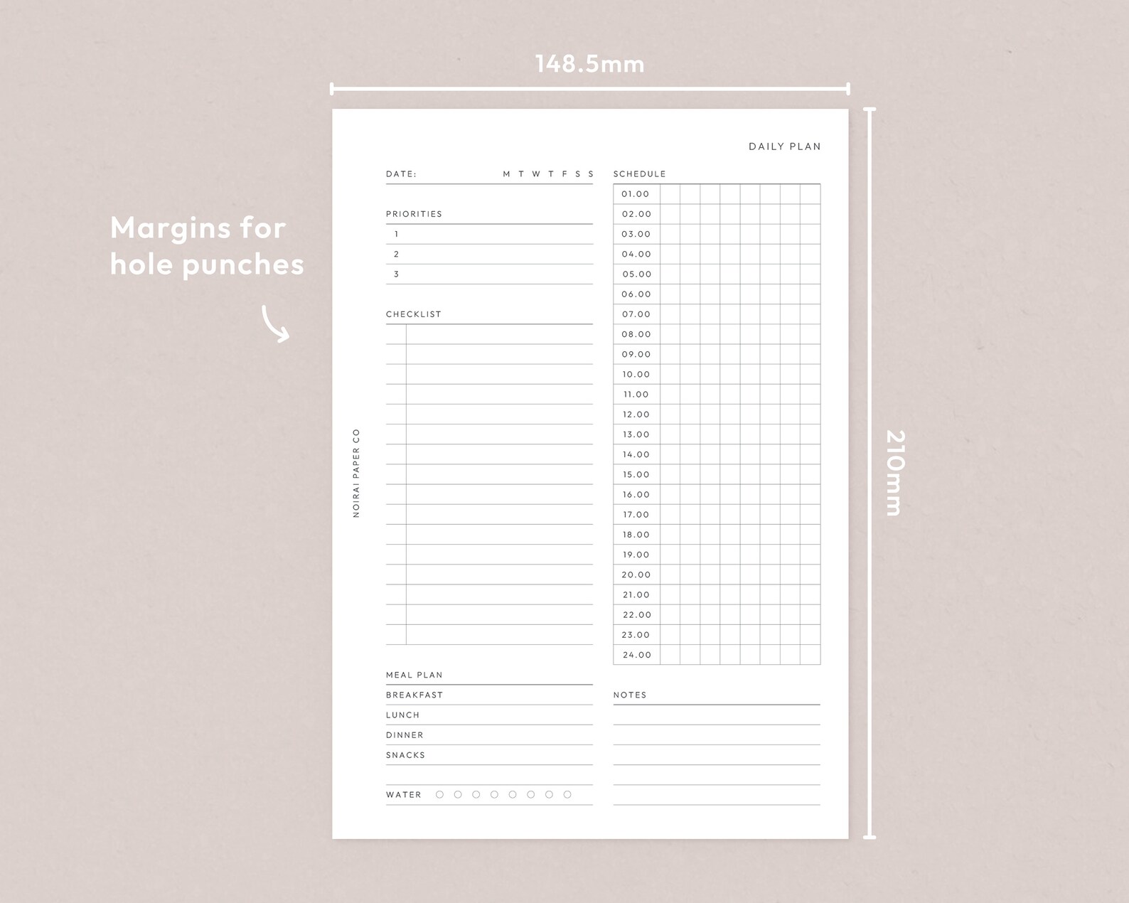 Daily Planner Schedule Grid Printable and Digital A4 & A5 PDF Files 4 ...