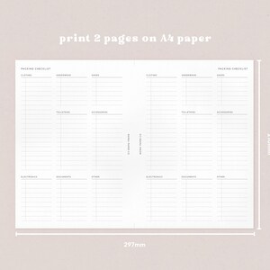 Packing Checklist V1 A5 Printable and Digital PDF Files 1 Minimalist ...