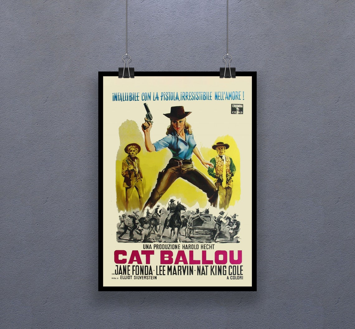 Cat Ballou 1965 Poster Western Comedy Film Jane Fonda and Lee Marvin ...