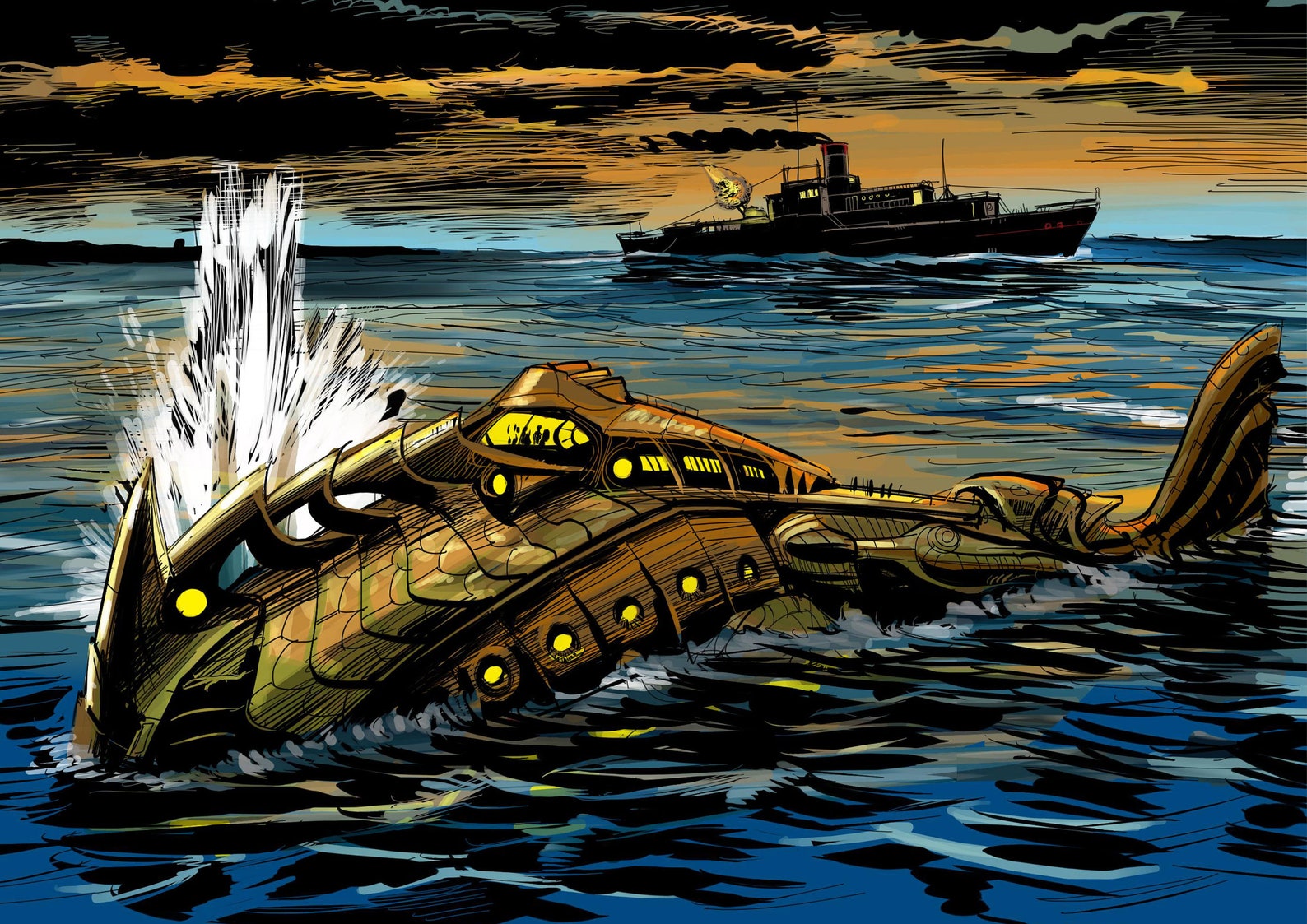 20000 Leagues Under The Sea 1954 Poster American Science Etsy