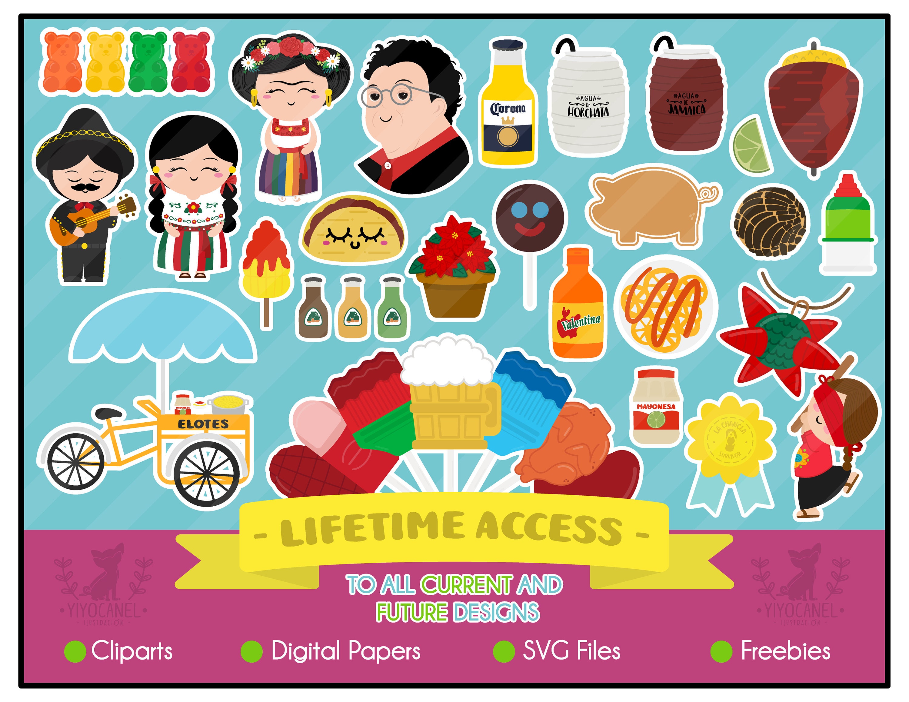 Lifetime Access With Commercial License, Clipart Digital Paper Svg ...