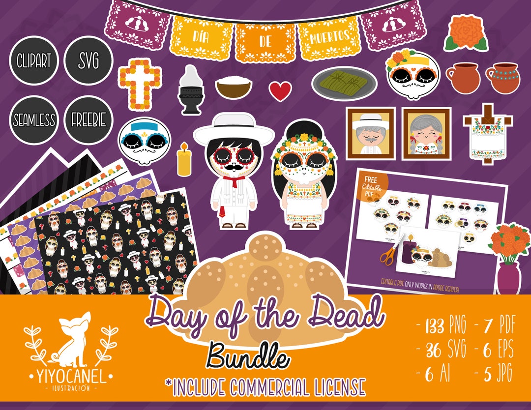 Day of the Dead Bundle With Comercial License, Day of the Dead Clipart ...