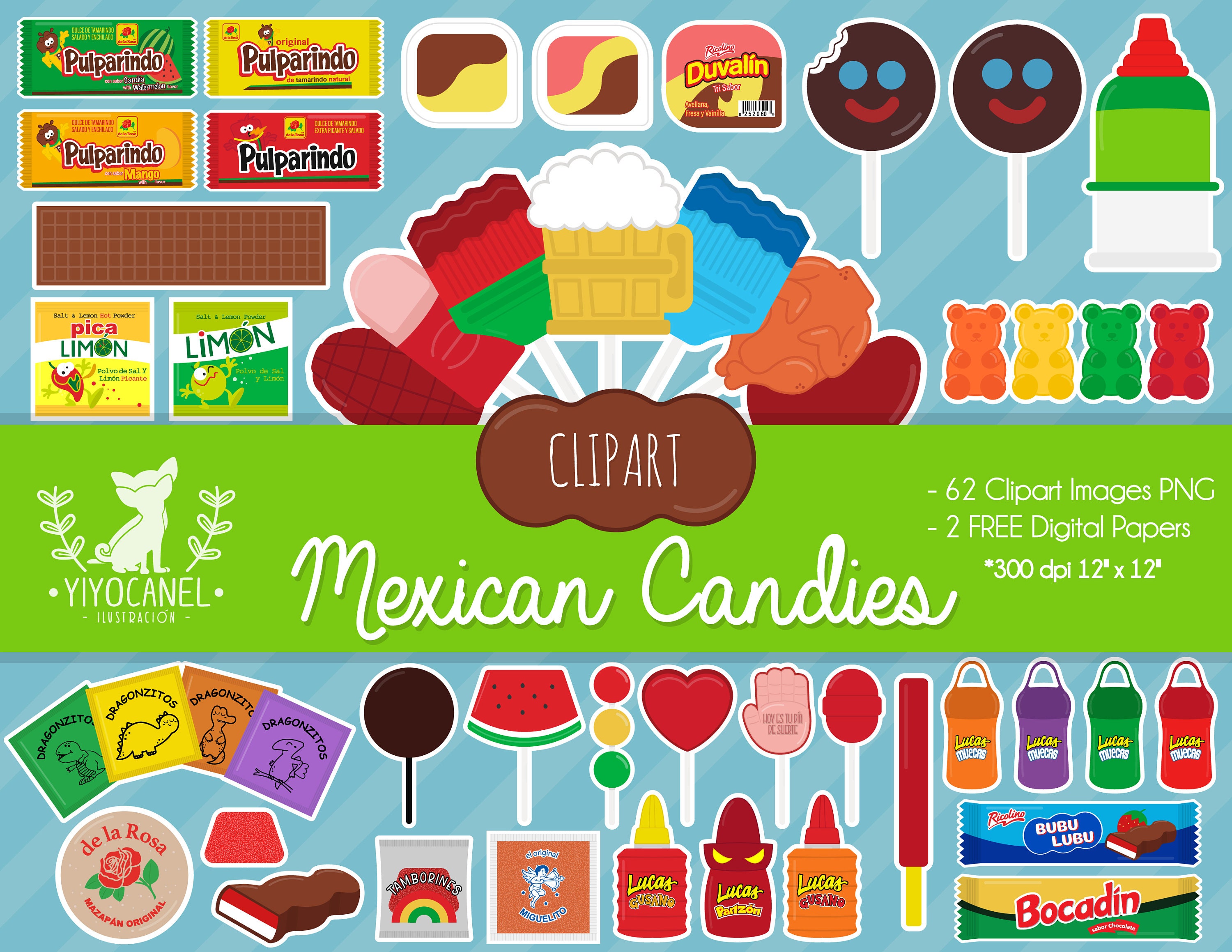 Mexican Candy Clipart, Mexican Candy Digital Paper, FREE Cutout Sheet ...