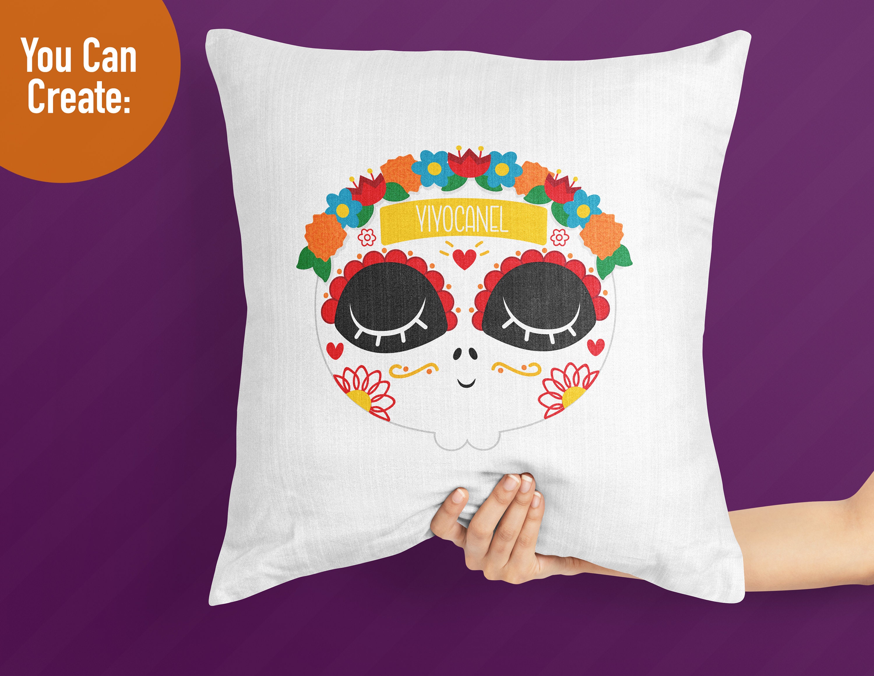 Mexican Sugar Skulls Clipart Free Digital Papers Free | Etsy