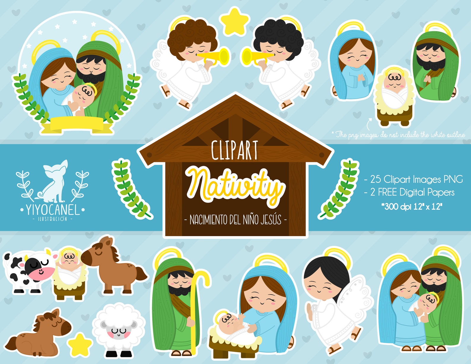 Nativity Clipart, Nativity Digital Paper, Nativity Cutouts, Nativity ...