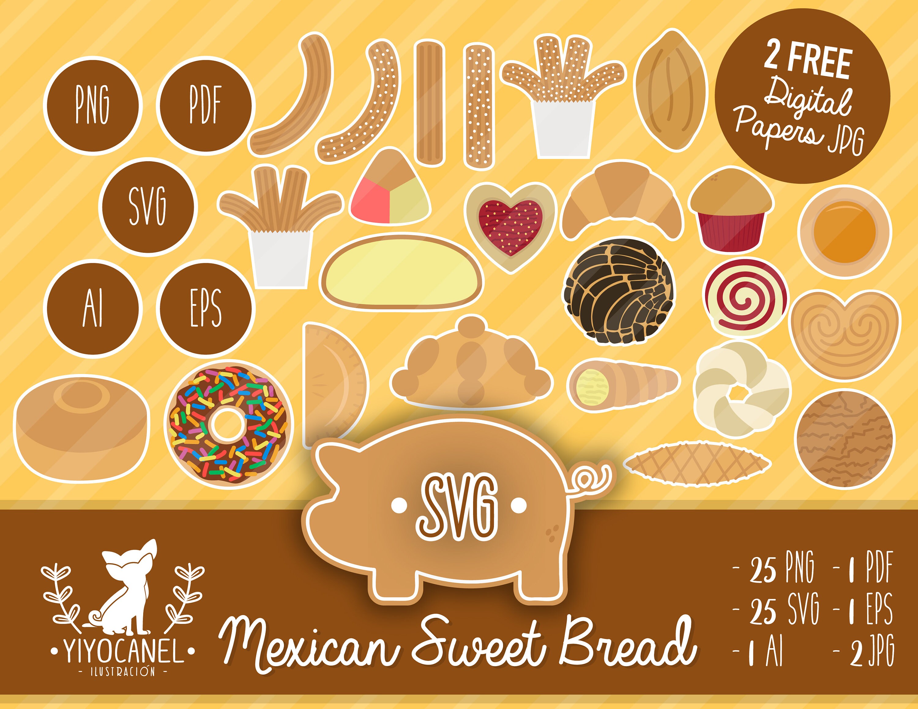 Mexican Bread Svg, Free Mexican Bread Digital Papers, Mexican Bread ...
