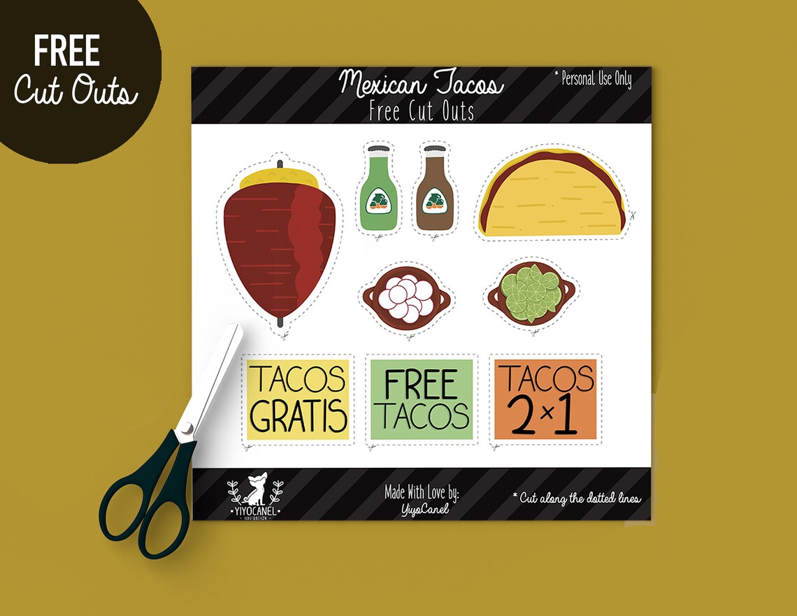 Taco Digital Paper Taco Clipart FREE Taco Cut Out Sheet - Etsy