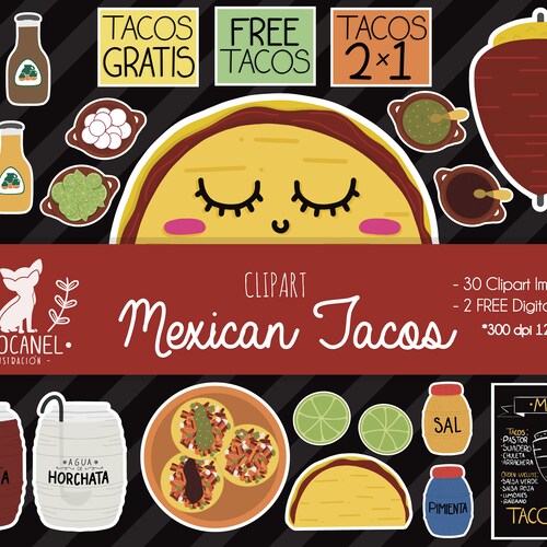 Tacos Clipart FREE Mexican Tacos Digital Paper Tacos Png 300 - Etsy