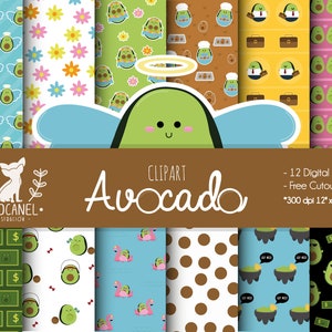 Avocado Digital Paper, Avocado Clipart, FREE Avocado Cut Out Sheet ...