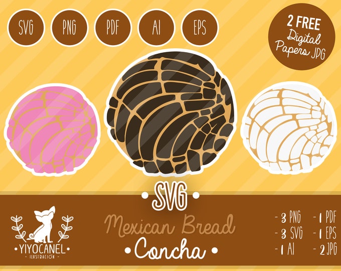 Pan Dulce SVG, Mega Bundle Pan Dulce Clipart, Concha SVG, Concha ...