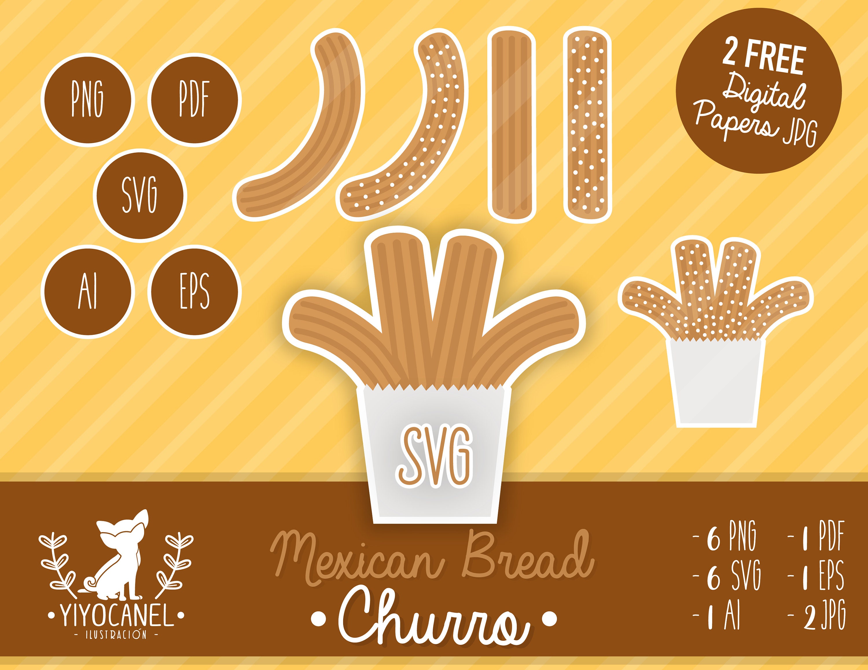 Churro Svg Mexican Bread Digital Papers Svg Files for - Etsy