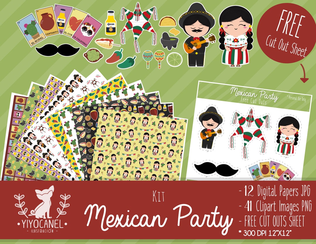 Cinco De Mayo Clipart, Cinco De Mayo Digital Paper, FREE Mexican Cut ...