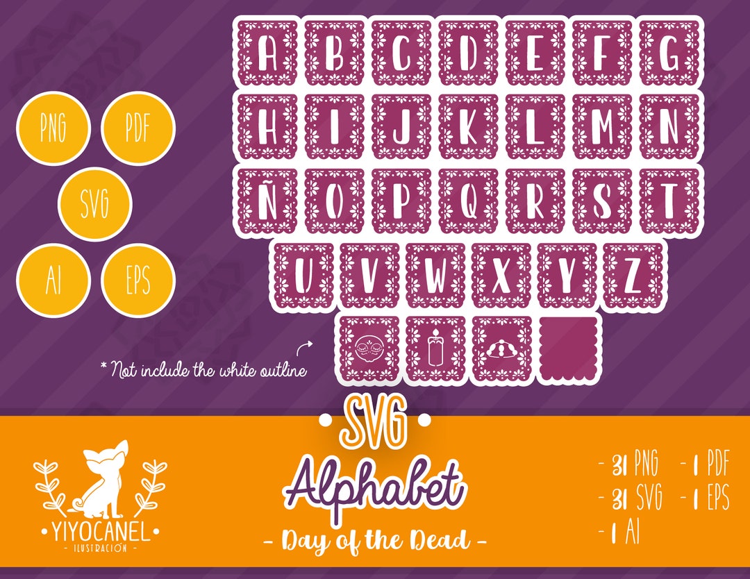 Day of the Dead Alphabet Svg, Bunting Banner Alphabet Svg, Papel Picado ...