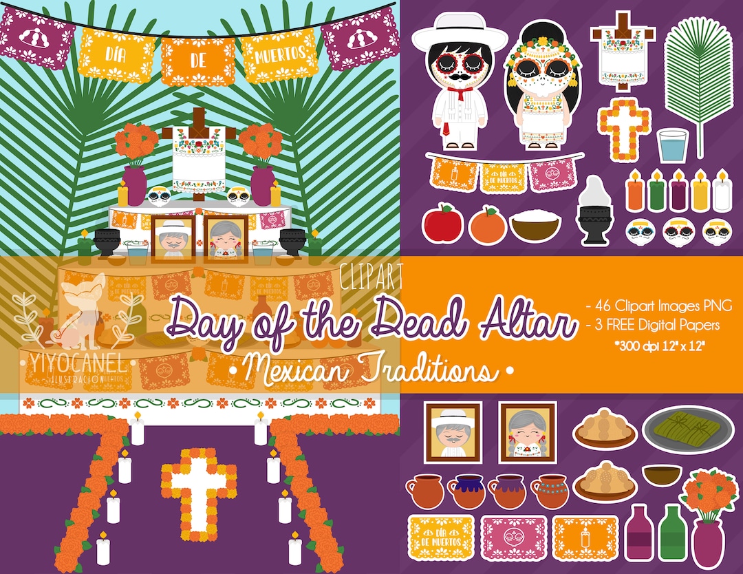 Day of the Dead Clipart, Mexican Altar Clipart, Merida Clipart, Mexican ...
