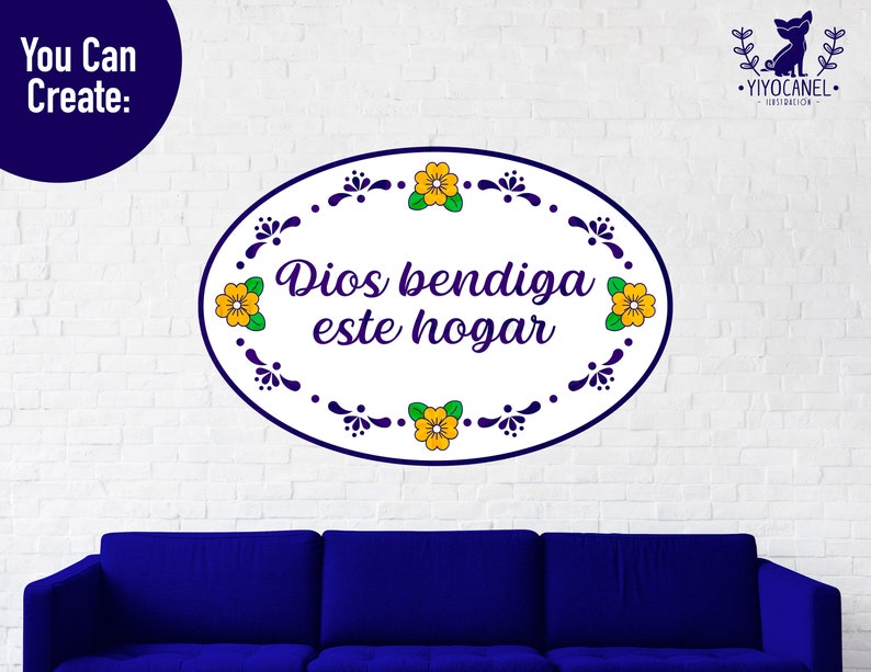 Dios Bendiga Este Hogar Svg, Tile Svg, Placa Talavera Svg, Ceramic ...