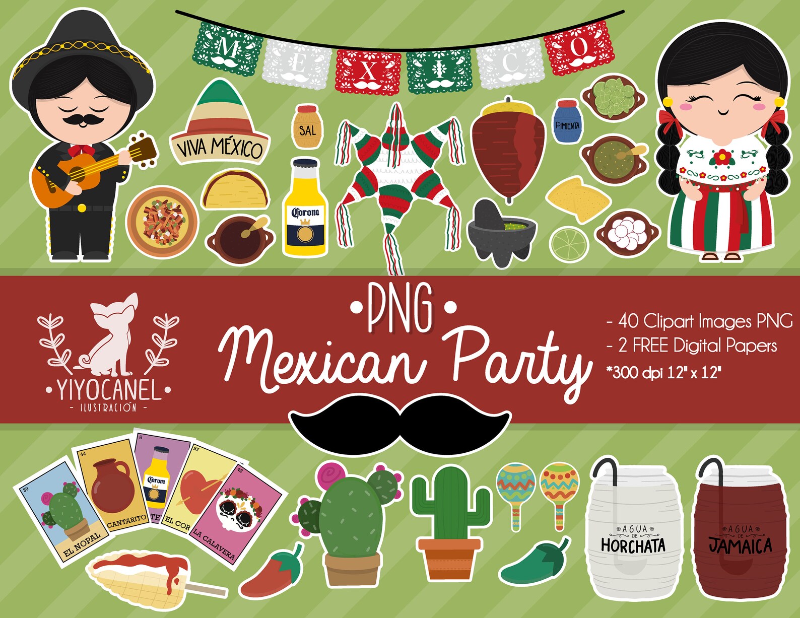 Cinco De Mayo Clipart, Mexican Party Clipart, Mexican Digital Paper ...