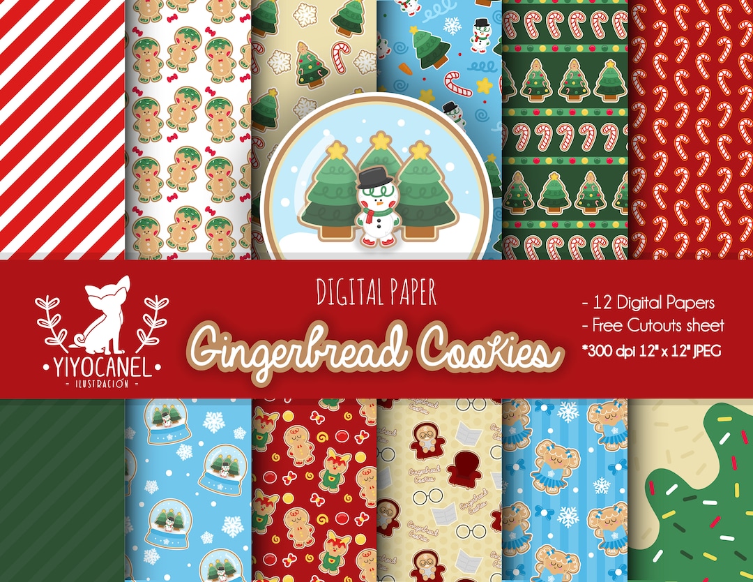 Gingerbread Digital Paper, FREE Gingerbread Cutout Sheet, Gingerbread ...