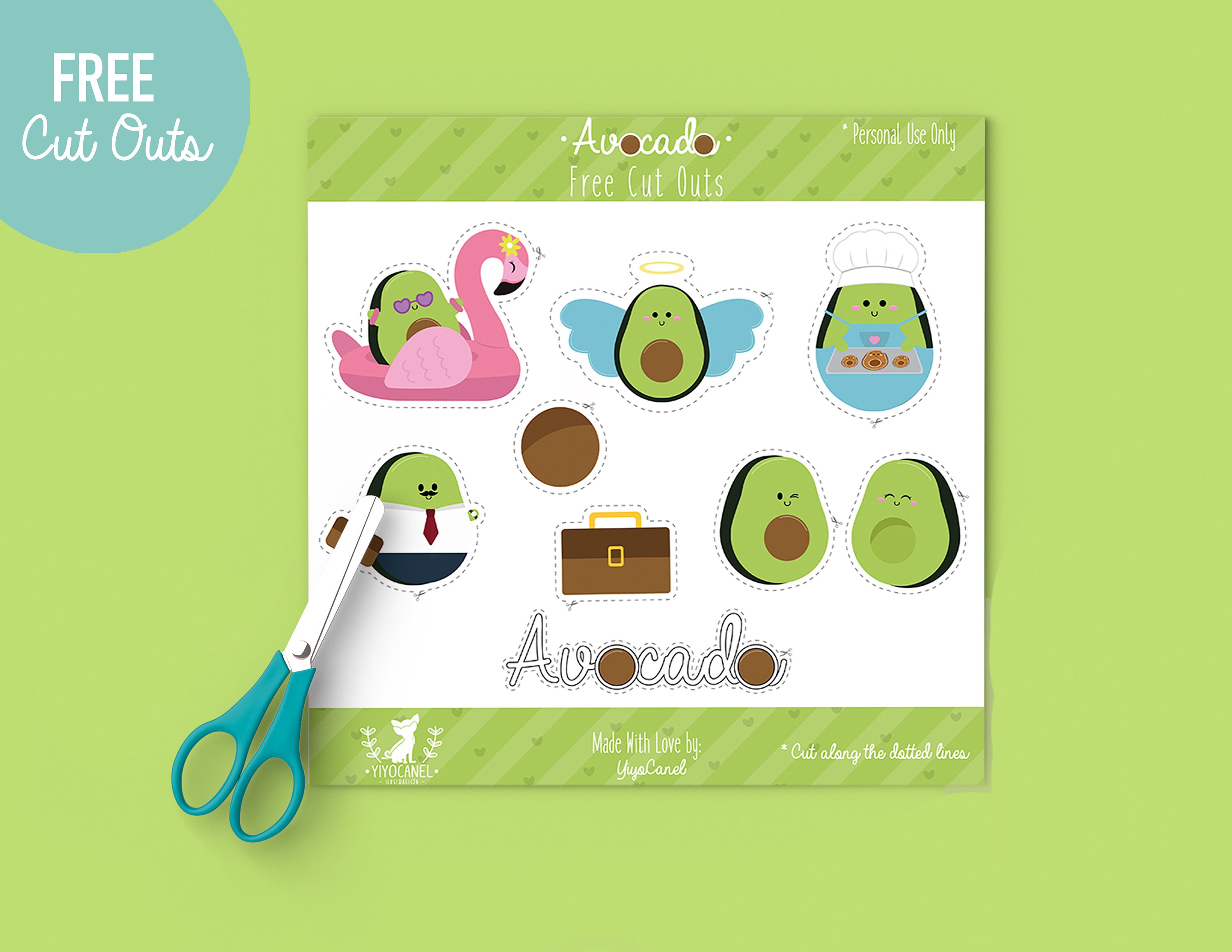 Avocado Digital Paper, FREE Avocado Cut Out Sheet, Avocado Pattern ...