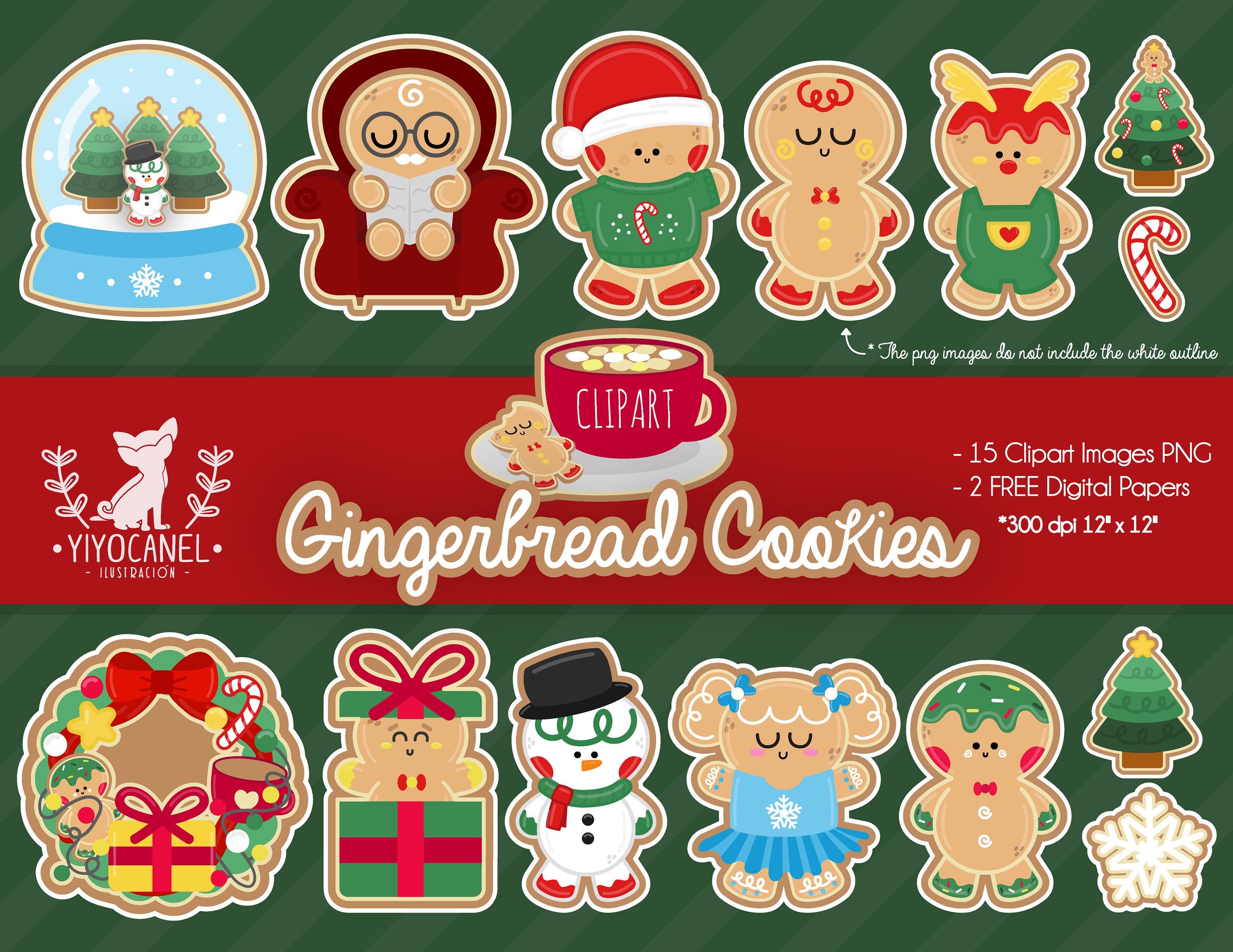 Gingerbread Clipart, Free Gingerbread Digital Paper, Christmas Clipart ...