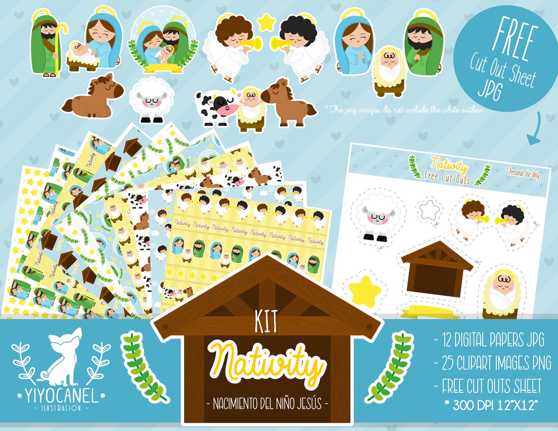 Nativity Clipart, Nativity Digital Paper, Nativity Cutouts, Nativity ...