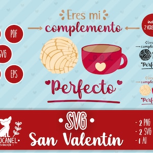 Eres Mi Complemento Perfecto Svg, Mexican Valentines Svg, Cut File for Cricut, Mexican Bread Svg ...