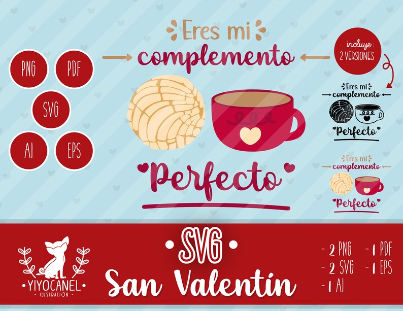 Eres Mi Complemento Perfecto Svg, Mexican Valentines Svg, Cut File for Cricut, Mexican Bread Svg ...