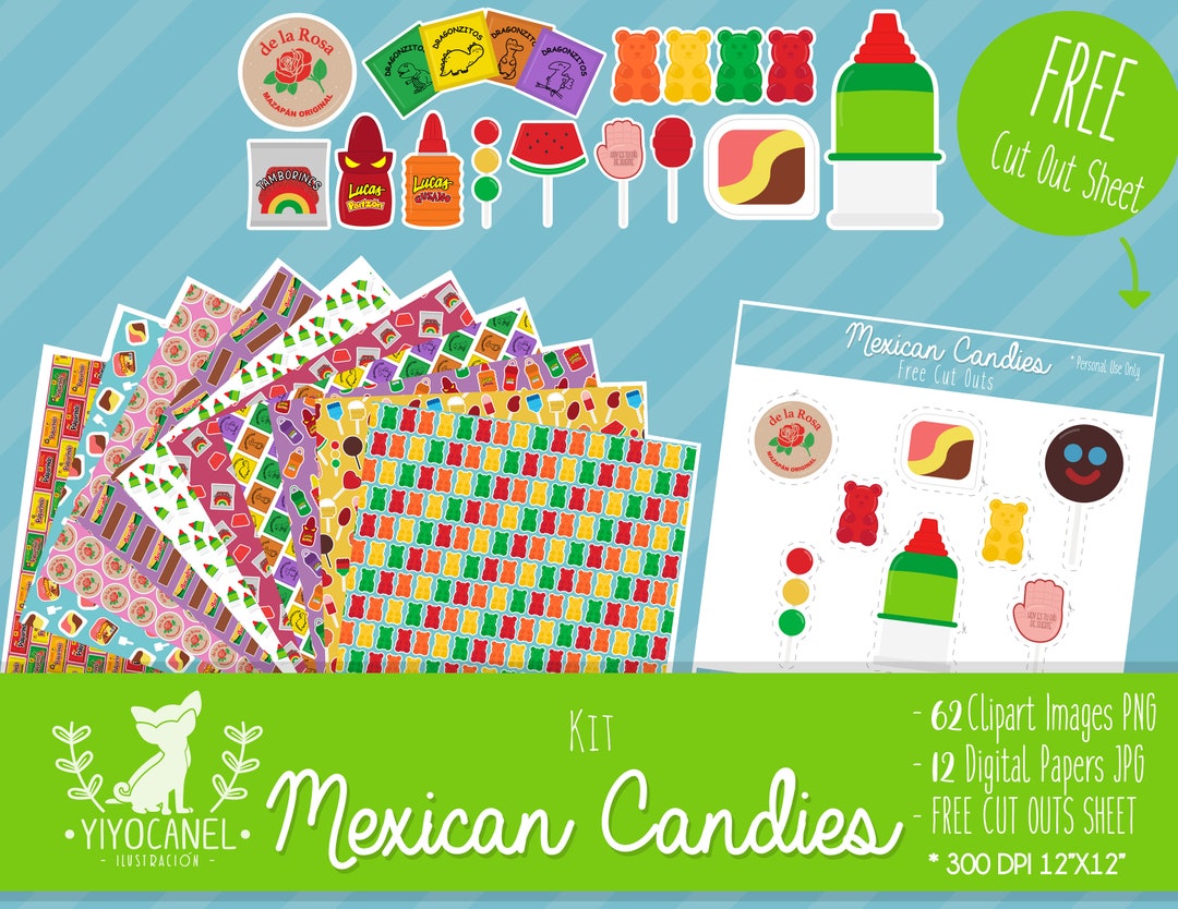 Mexican Candy Clipart, Mexican Candy Digital Paper, FREE Cutout Sheet ...