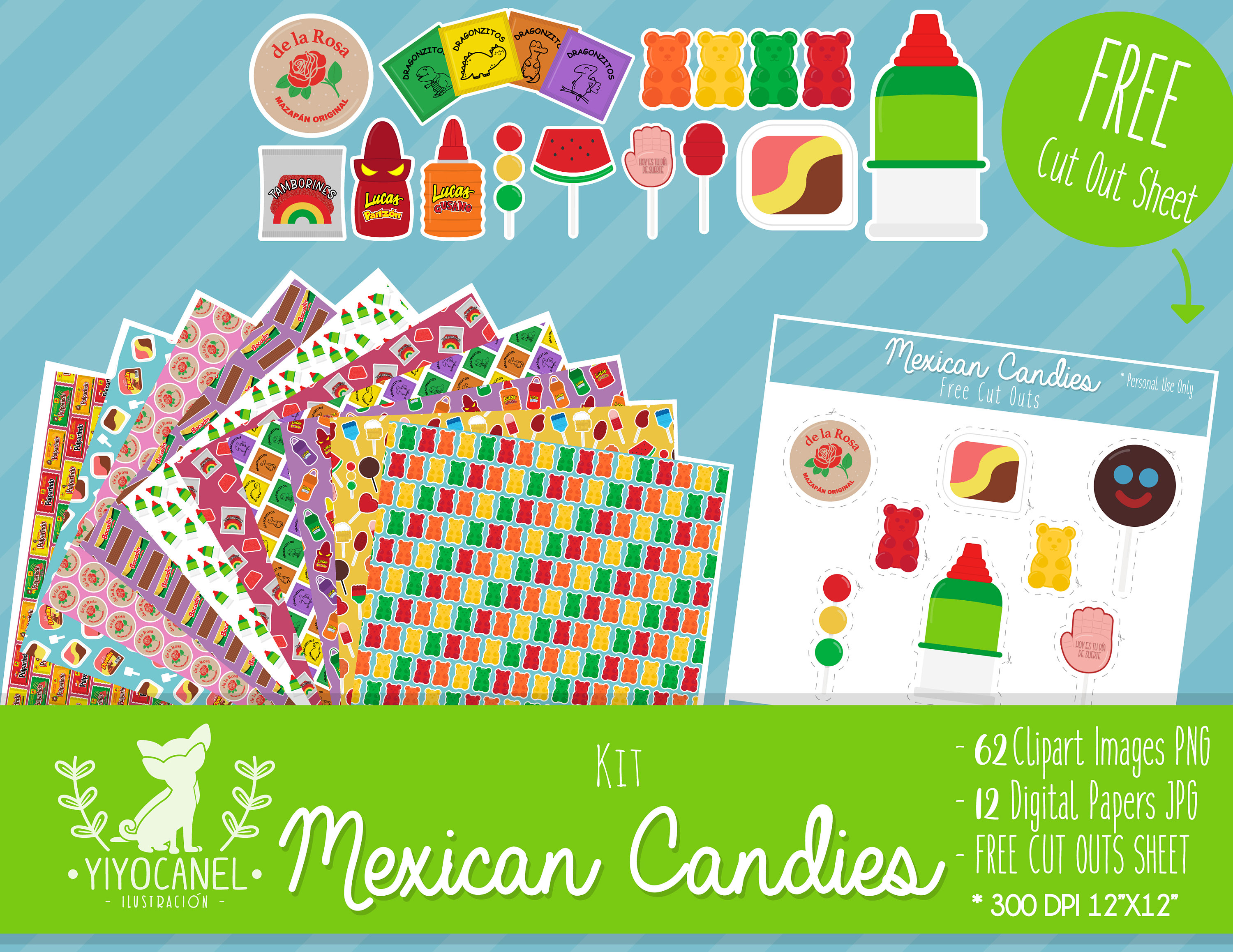 Mexican Candy Clipart, Mexican Candy Digital Paper, FREE Cutout Sheet ...