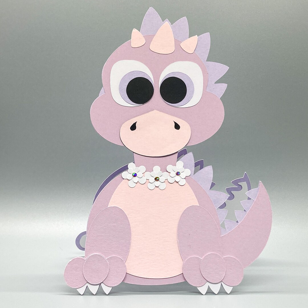 Cute Dragon Card, Adorable Dragon Card, Pink Dinosaur Card, Baby ...