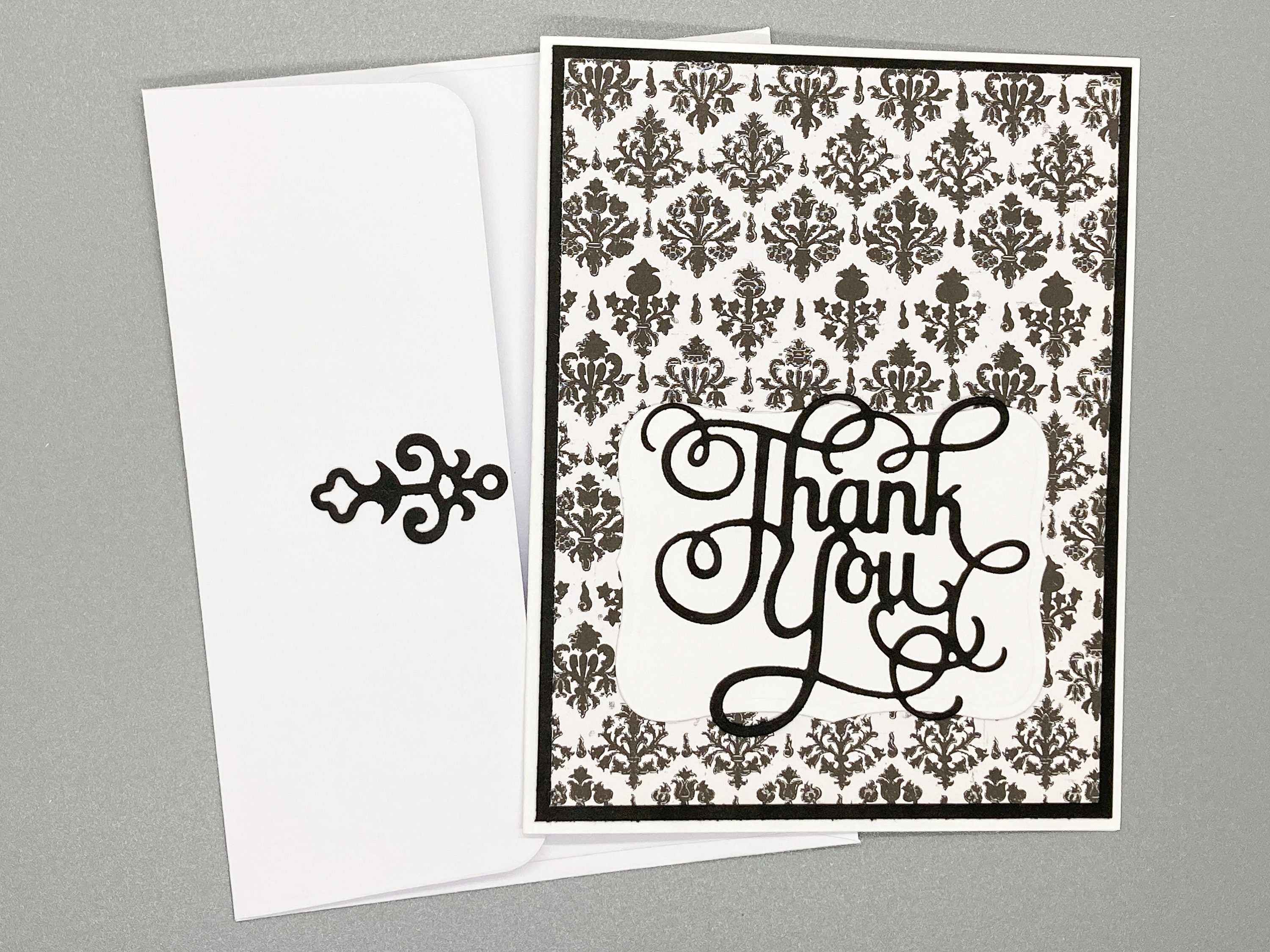 Gothic Thank You Card Black and White Victorian Style Thank - Etsy