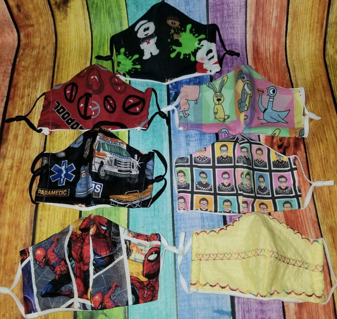 Toddler Child Sized Kids Face Covering Mask - Spiderman RBG Dead Pool ...