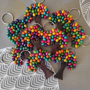 Colorful Tree of Life Key Ring. Wooden Key Ring With Wisdom - Etsy