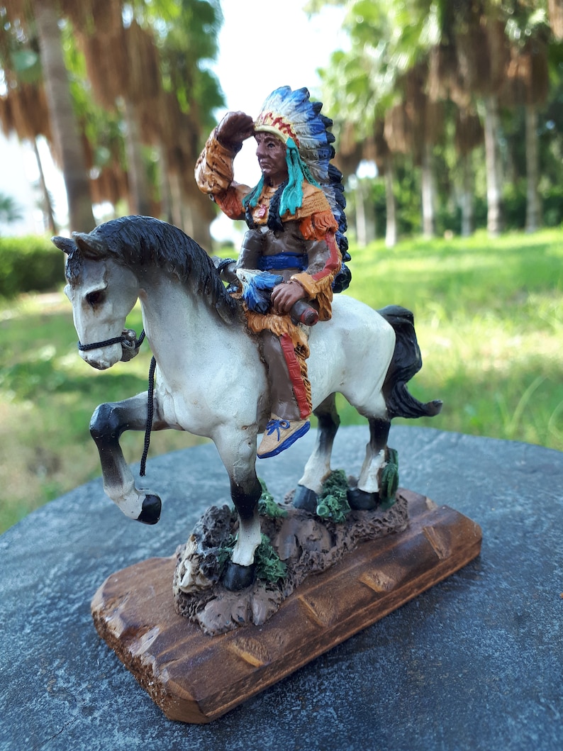 Native American Indians figurines on horses. Native American | Etsy