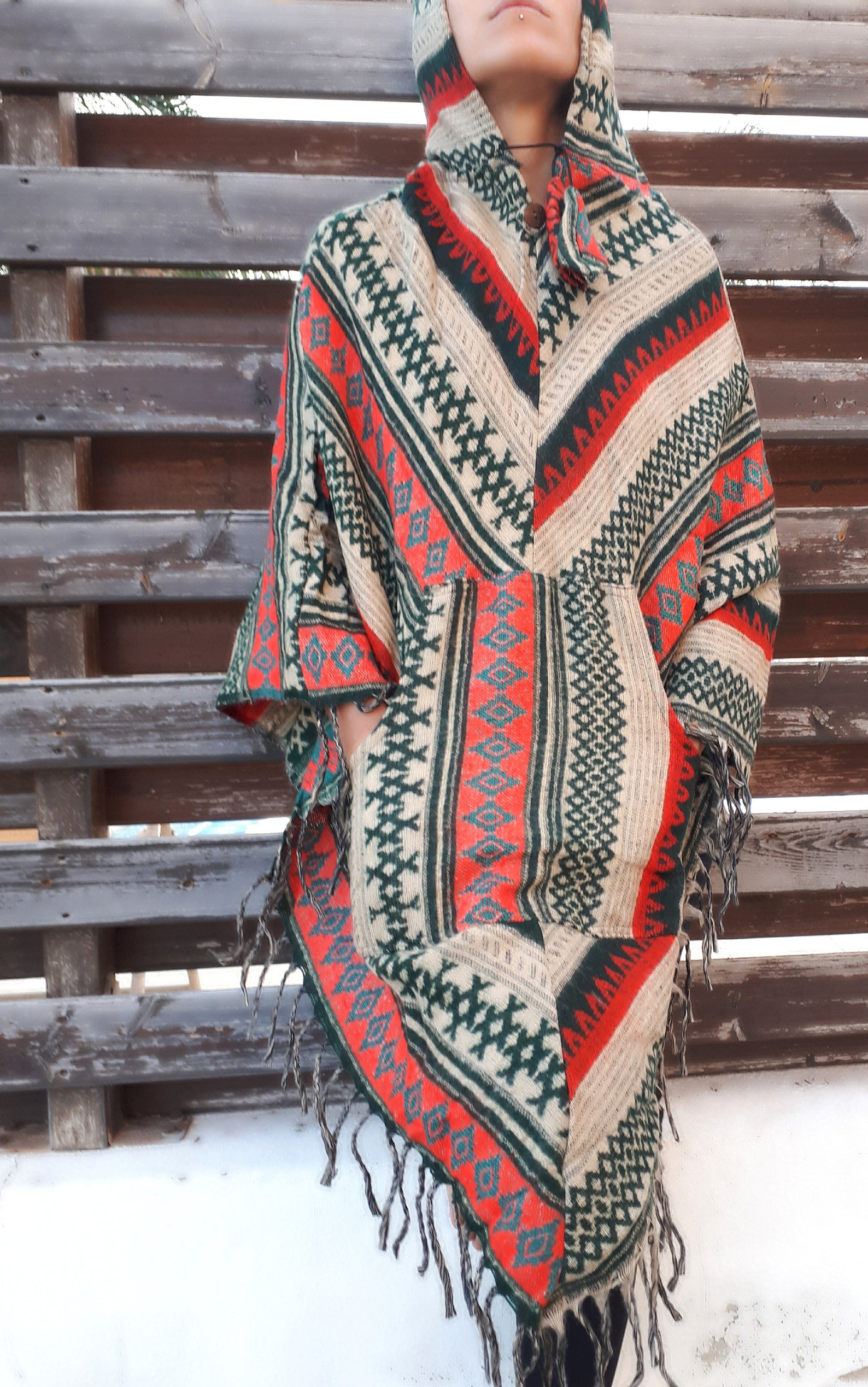 Unisex Colored Wool Hooded Poncho. Warm Long Poncho With Hoody - Etsy UK