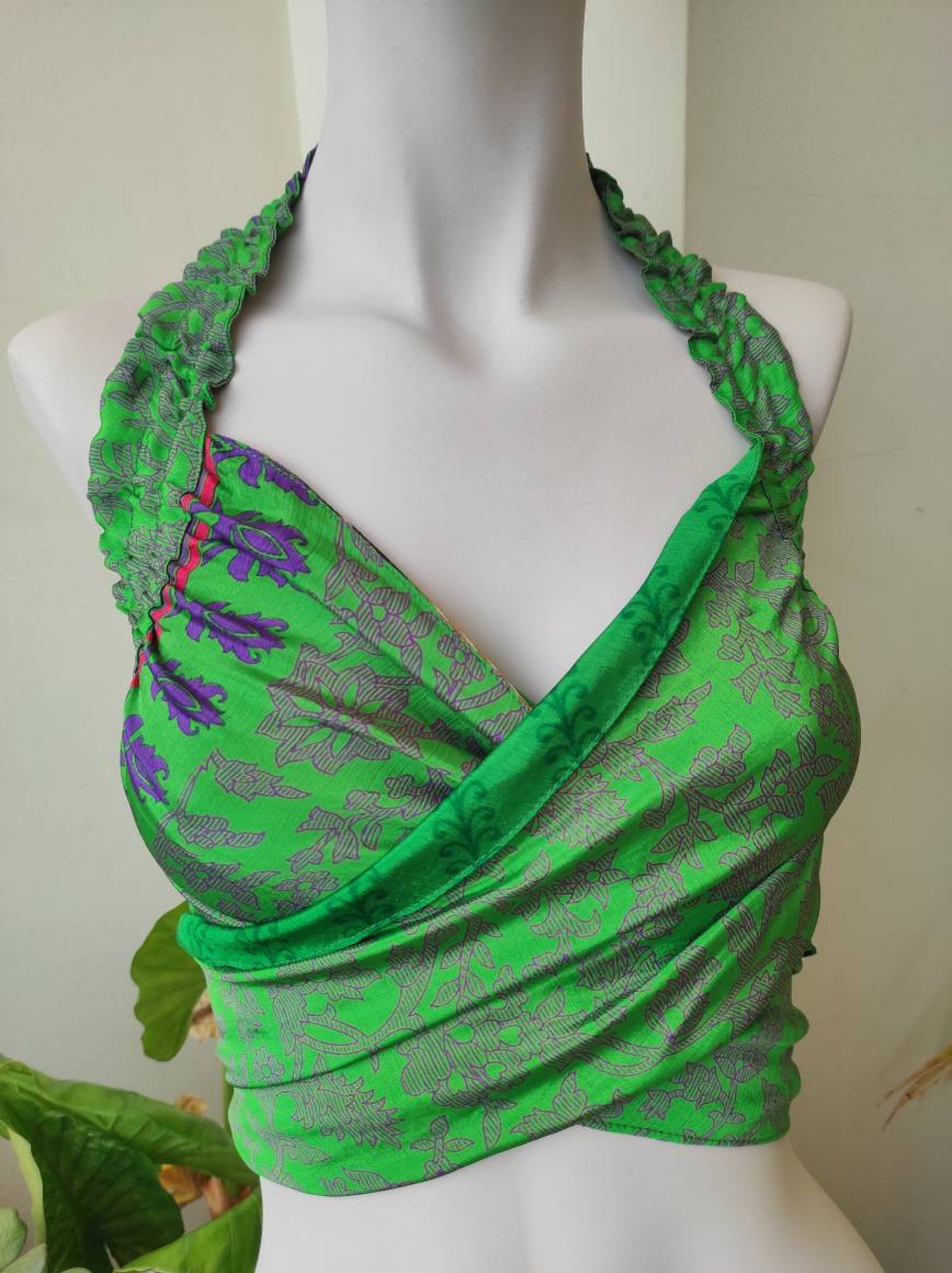 Reversible One Size Silk Wrap Top. Double Side Summer Crop - Etsy