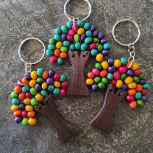 Colorful Tree of Life Key Ring. Wooden Key Ring With Wisdom - Etsy