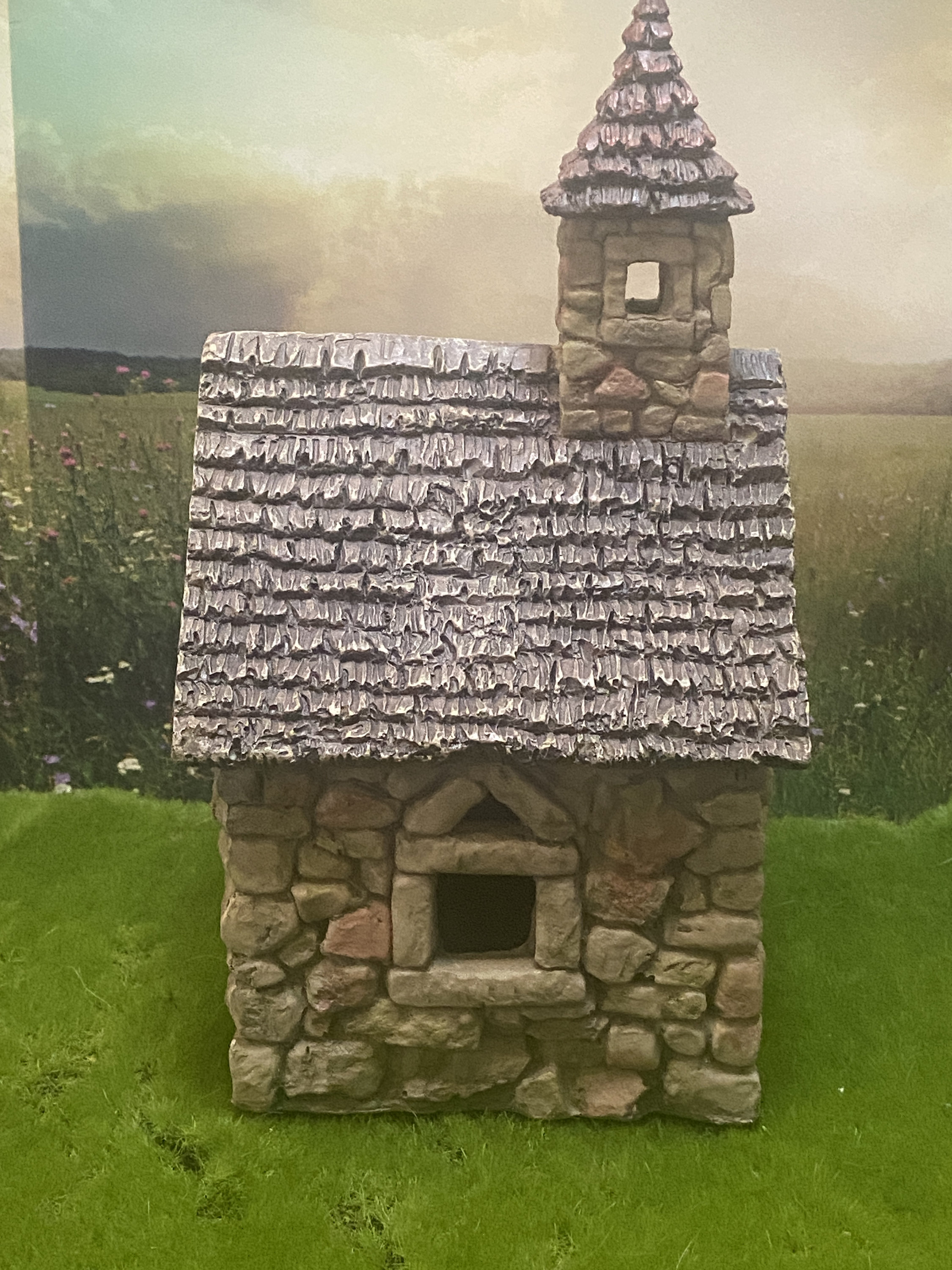 Fairy Garden Cobblestone Church/chapel, With Thatched Roof-great for ...
