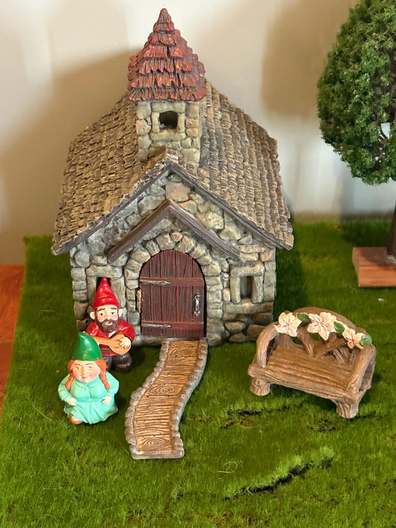 Fairy Garden Cobblestone Church/chapel, With Thatched Roof-great for ...
