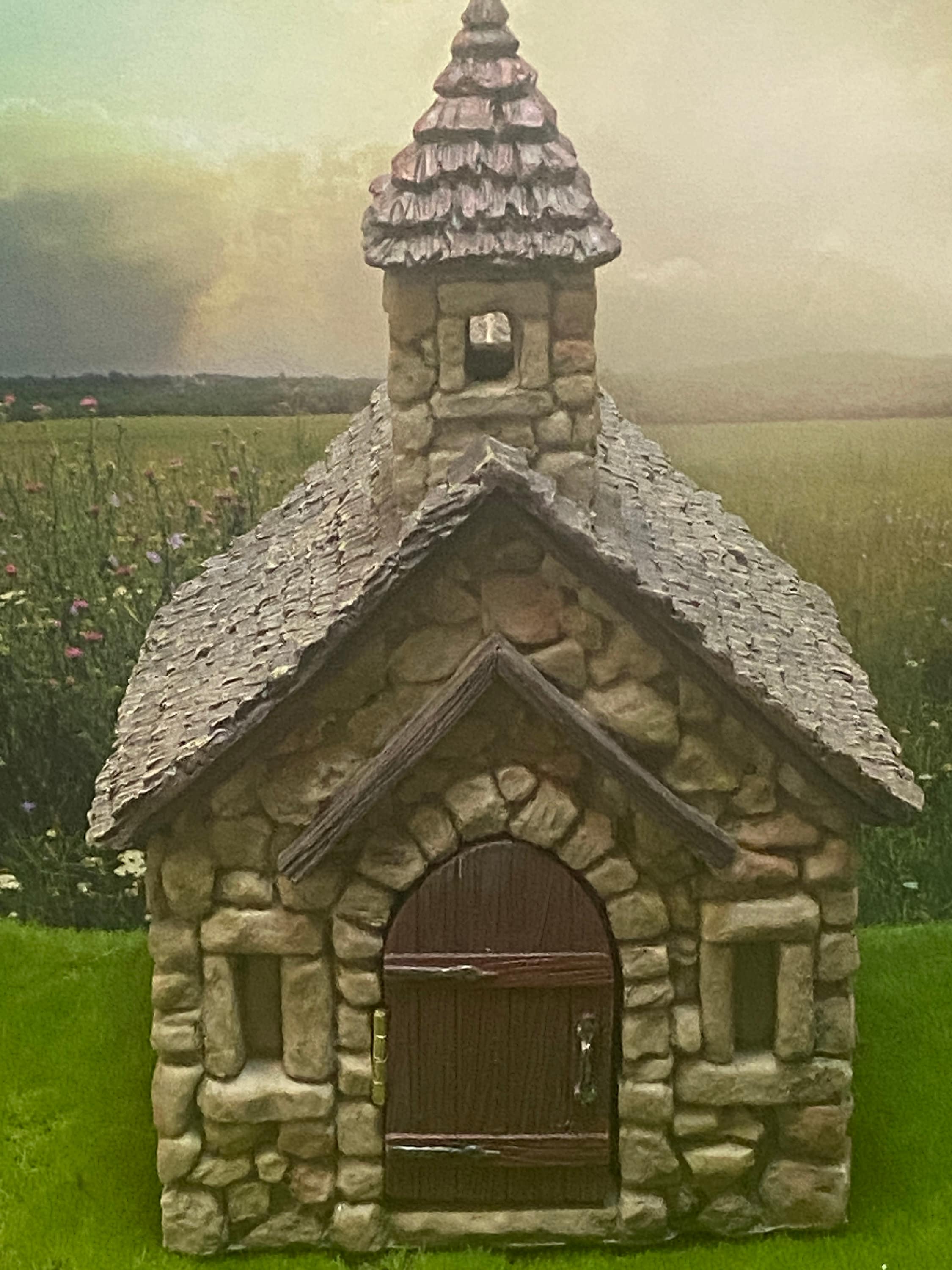 Fairy Garden Cobblestone Church/chapel, With Thatched Roof-great for ...