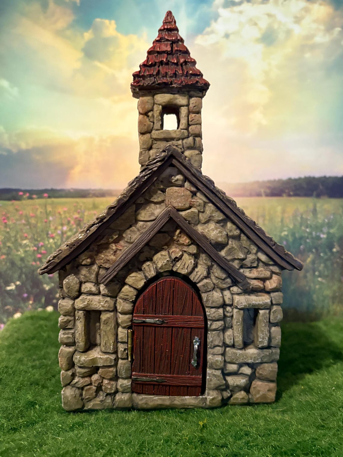 Fairy Garden Cobblestone Church/chapel, With Thatched Roof-great for ...