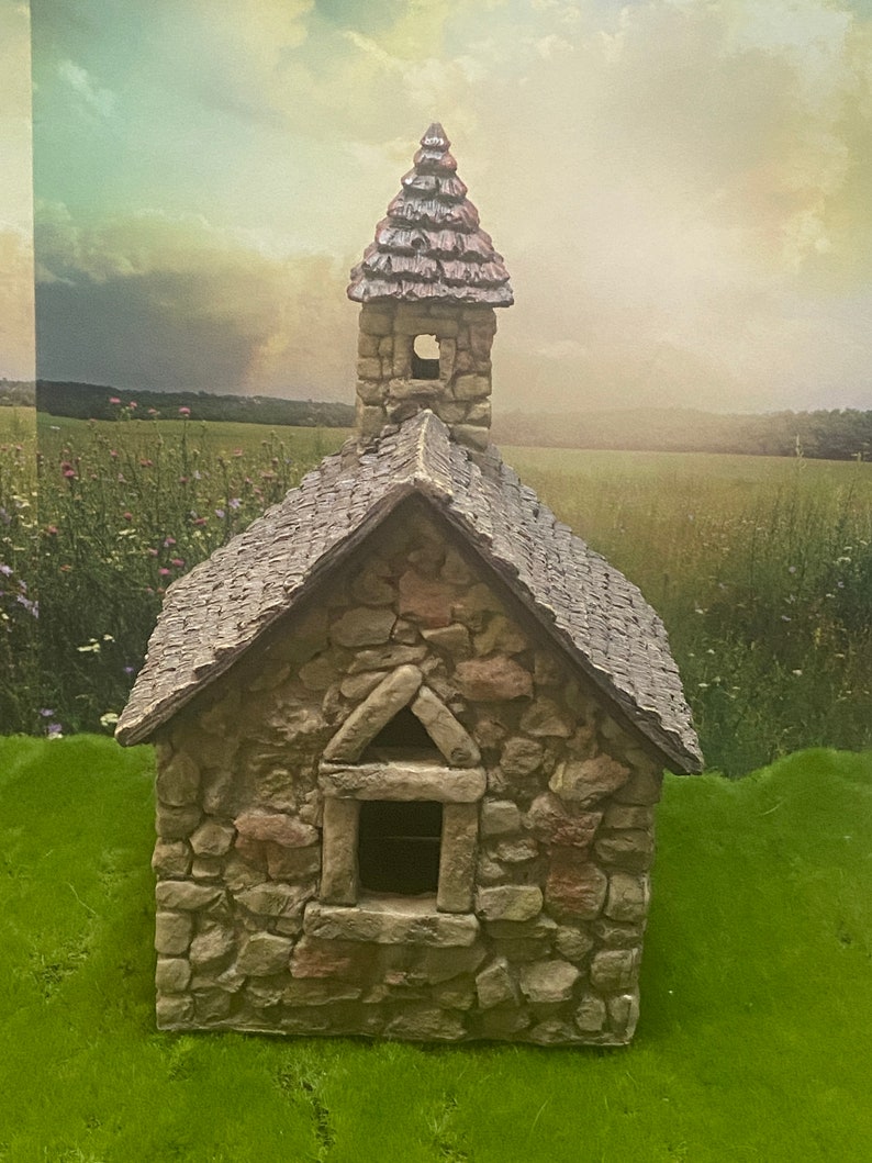 Fairy Garden Cobblestone Church/chapel, With Thatched Roof-great for ...
