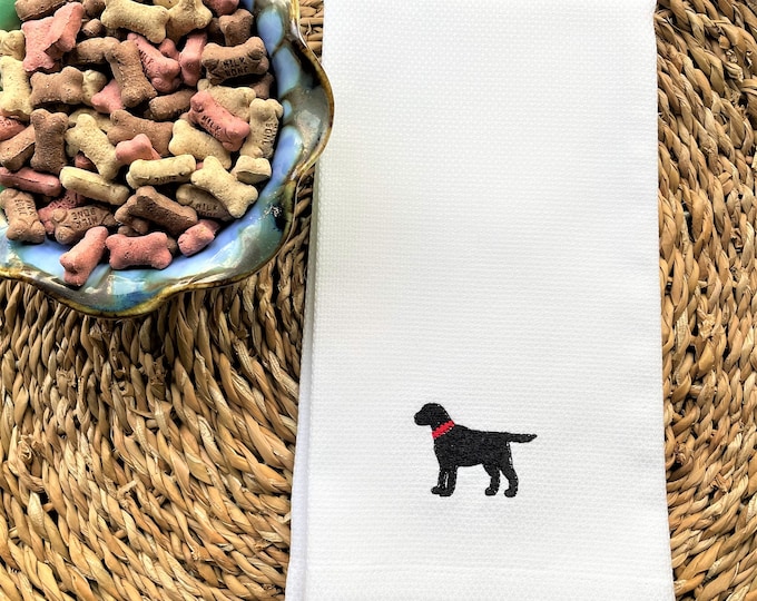 Black Lab Kitchen Towel Embroidered Hand Towel Maine Dish | Etsy