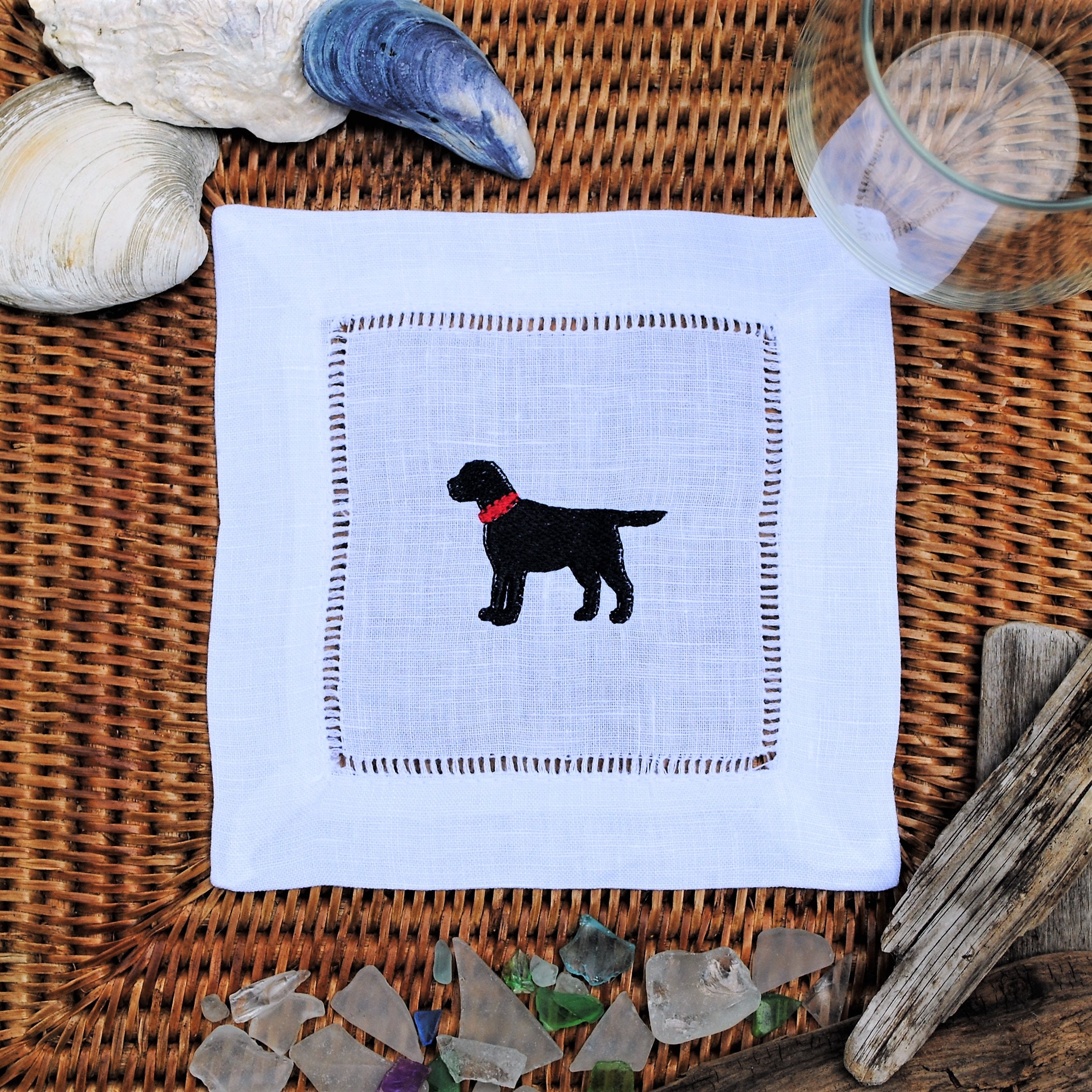 Set of 4 Best Friends Black Lab Linen Cocktail Napkins | Maine Dog ...