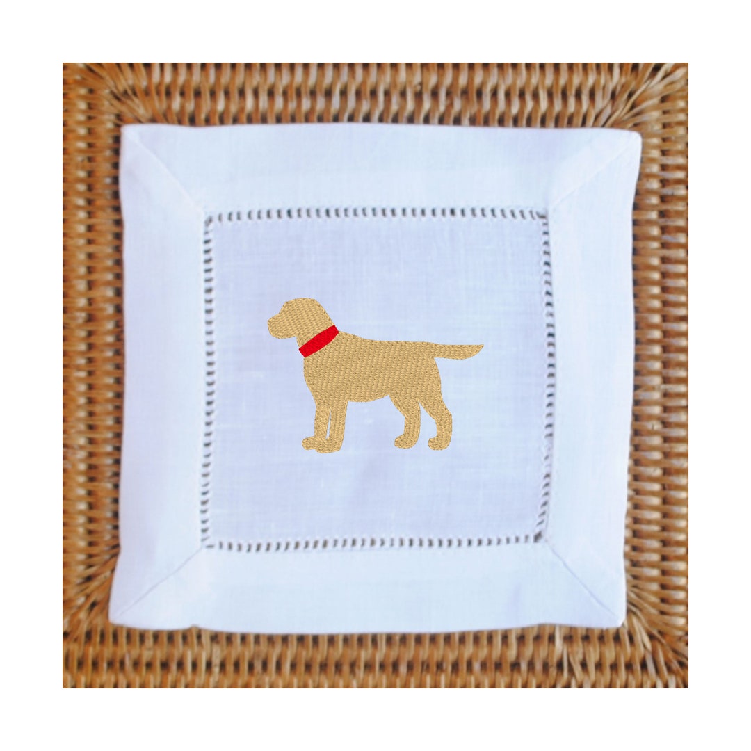 Set of 4 Best Friends Yellow Lab Linen Cocktail Napkins | Dog ...