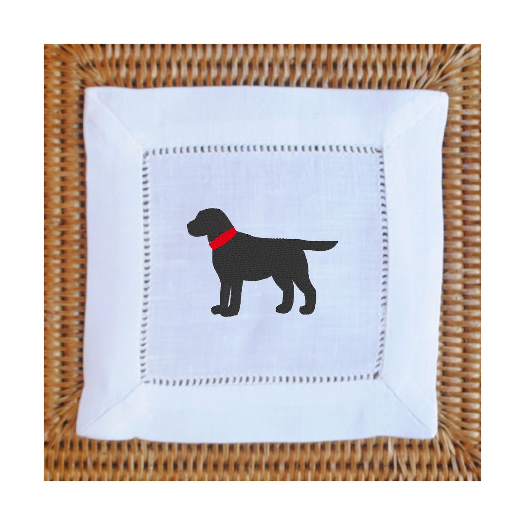 Set of 4 Best Friends Black Lab Linen Cocktail Napkins | Maine Dog ...