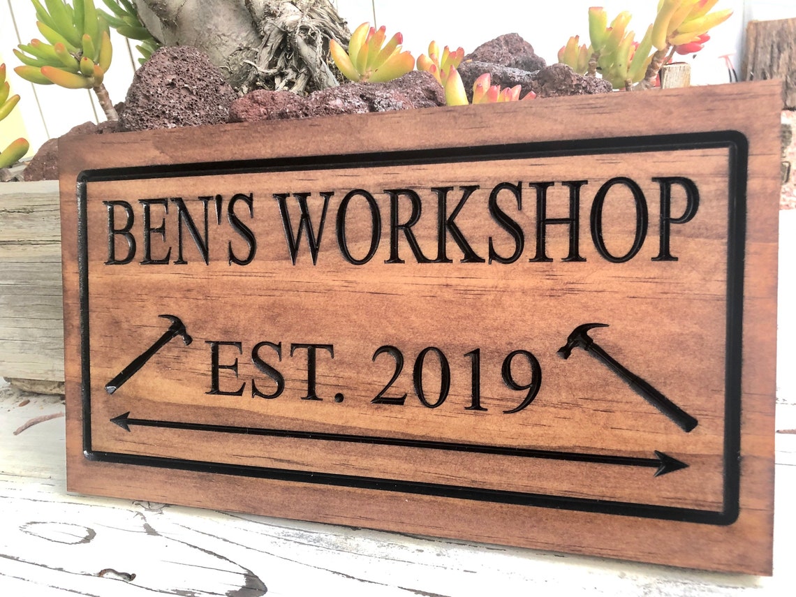 Workshop, Wood Shop, Garage Sign Rustic Vintage Style Sign Man Cave ...